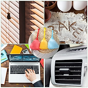 3 Pack Fluffy Microfiber Delicate Kitchen Duster Anti Static Laptop Keyboard Brush Mini Microfiber Duster Small Dusting Wand Multifunction Screen Brush for Electronic Equipment, Blue, Yellow, Red