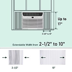 Flehomo Window Air Conditioner Side Panels with Double Layers, Adjustable Insulation AC Side Panel, Window Unit Replacement Screen, Fits Up to 17" x 10", White