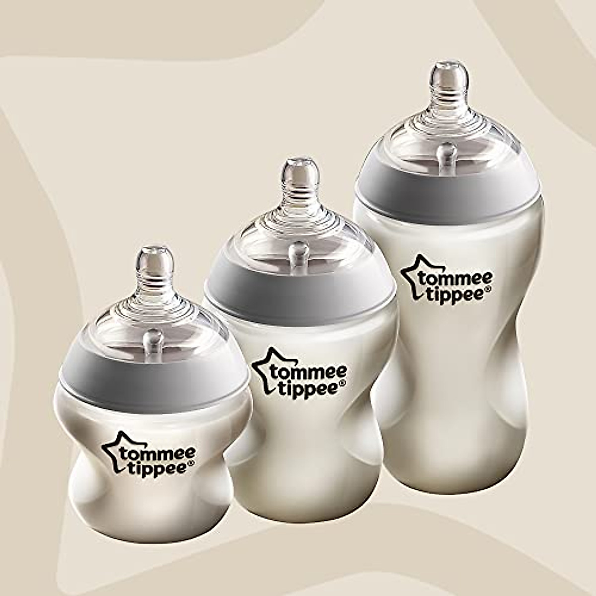 Tommee Tippee Closer to Nature Baby Bottles, Slow Flow Breast-Like Nipple with Anti-Colic Valve, 9oz, 3 Count, Midnight Skies