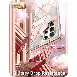 i-Blason Cosmo Series for Samsung Galaxy S22 Ultra 5G Case (2022 Release), Slim Stylish Protective Case with Built-in Screen Protector (Marble)