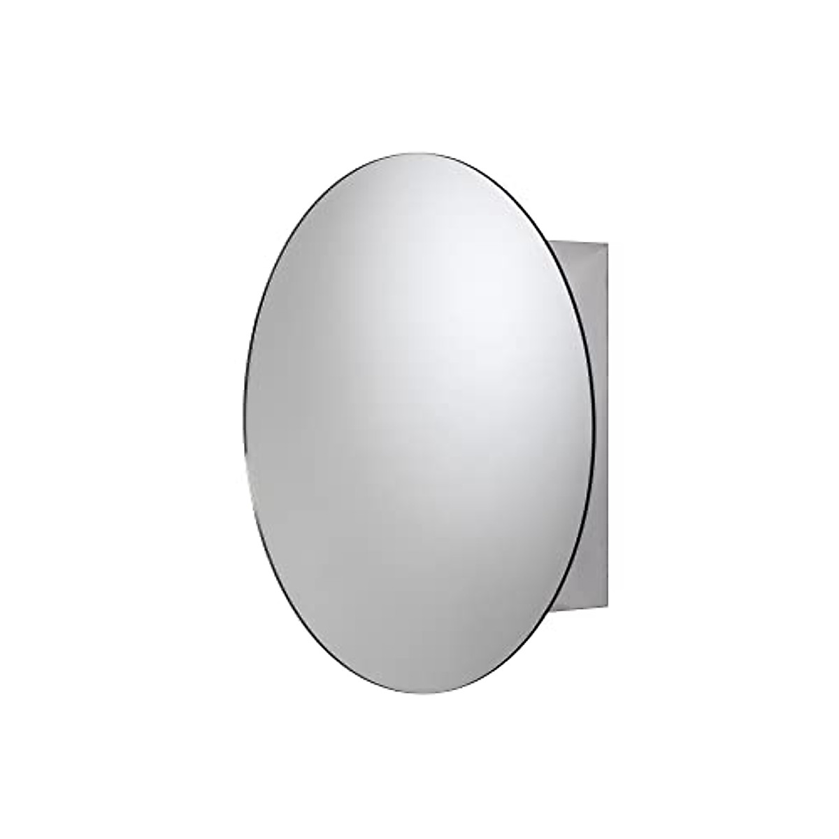 Croydex Severn Stainless Steel Circular Medicine Cabinet with Over Hanging Mirror Door, 19.7 x 19.7 x 3.9 In.