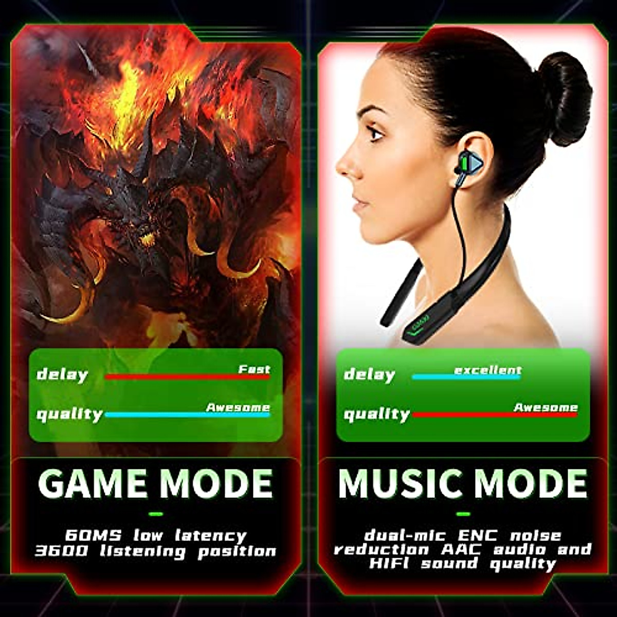 Neckband Bluetooth Headphones,COZOO Bluetooth Wireless Earbuds Neckband Waterproof Sports Earphones w/Mic,HiFi Stereo in-Ear Magnetic Noise Cancelling Earbuds,Acc/ENC Dual Audio Decoding,23H Playtime