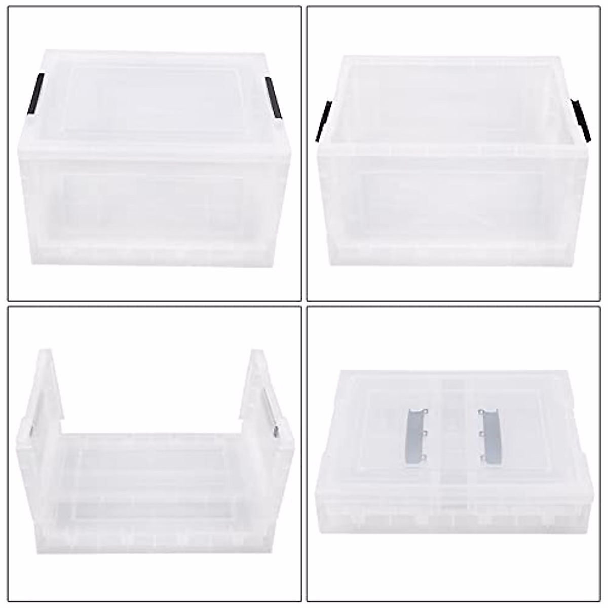 Pekky 16L Collapsible Storage Box with Lid, 2 Packs Stackable Folding Bin