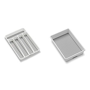 madesmart Classic Mini Silverware Tray - White & Classic 9.75" x 6.75" Bin - White | CLASSIC COLLECTION | Soft-grip Lining and Non-slip Rubber Feet | BPA-Free