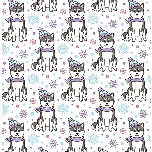 Stesha Party Winter Husky Puppy Dog Gift Wrap Present Wrapping Paper 30 x 20 Inch (3 Sheets)