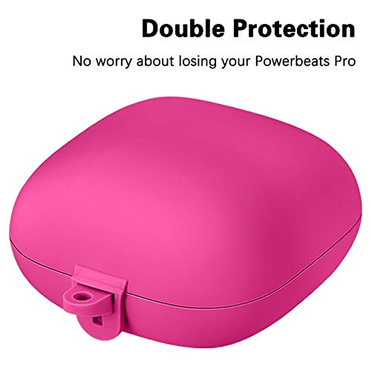 GEAK Portable Powerbeats Pro Case, 360° Protection Shockproof Soft Silicone Cover with Keychain Compatible for Beats Powerbeats Pro 2019, Rose Pink