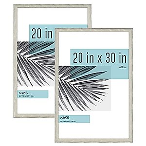 MCS Studio Gallery 20x30 Poster Frame Gray Woodgrain, Vertical & Horizontal Wall Hanging Large Picture Frame for Photos, Posters & Art Prints (2-Pack)