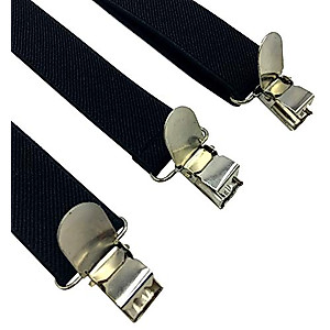 LOLELAI Suspenders for Women and Men | Elastic, Adjustable, Y-Back | Pant Clips, Tuxedo Braces (1, Black)