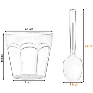 Foraineam 100 Pack 5 oz Mini Dessert Cups with Spoons, Clear Plastic Parfait Appetizer Cup, Disposable Reusable Serving Bowl for Party Desserts, Appetizers, Puddings, Mousse, Fruit Parfait