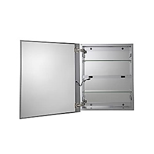 Croydex Caballo LED Aluminum Bathroom Storage Vanity Mirror with Lights Easy to Fit Hang 'N' Lock Bracket Recessed or Surface Mount Medicine Cabinet Organizer, 20W x 26H