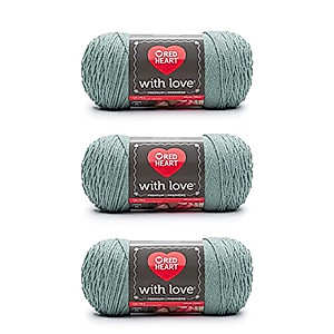 Red Heart with Love Sage Yarn - 3 Pack of 198g/7oz - Acrylic - 4 Medium (Worsted) - 370 Yards - Knitting, Crocheting & Crafts