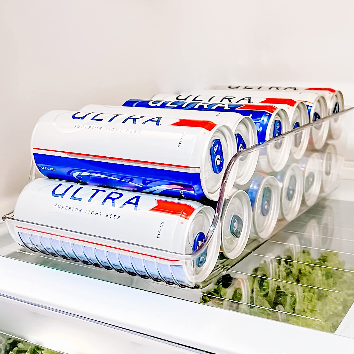 Joyful Haus Skinny Can Organizer for Refrigerator, Hard Seltzer, Energy Drinks, Soda Pop Container, Refrigerator and Freezer Beverage Holder, Dispenser Bin - holds up to 12 tall and slim skinny cans