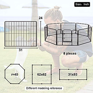 BestPet Dog Pen Playpen Dog Fence Extra Large Indoor Outdoor Heavy Duty 8 Panels 16 Panels 24" 32" 40" Exercise Pen Dog Crate Cage Kennel ,Hammigrid (32" W × 24" H 8 Panels)