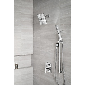 DELTA FAUCET T24867, Chrome Ara Angular Modern Monitor 14 Series Valve Trim with 3-Setting Integrated Diverter