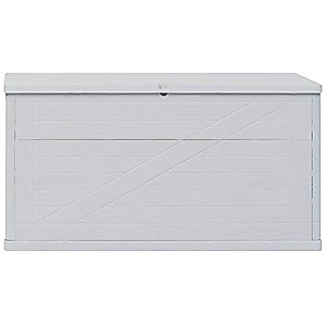 Tidyard Garden Storage Deck Box Plastic 111 Gal Lockable Garden Container Cabinet Toolbox Light Gray for Patio, Lawn, Poolside, Backyard Outdoor Furniture 47.2 x 22 x 24.8 Inches (W x D x H)
