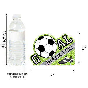 Big Dot of Happiness Goaaal - Soccer - Shaped Thank You Cards - Baby Shower or Birthday Party Thank You Note Cards with Envelopes - Set of 12