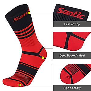 Santic Cycling Socks for Men & Women Running Hiking Soccer Socks Crew Athletic Anklets
