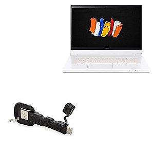 BoxWave Cable Compatible with Acer ConceptD 7 Ezel CC715-71-7163 (15.6 in) - USB Type-C Keychain Charger, Key Ring USB Type-C to Type-A 8 in USB Cable - Jet Black