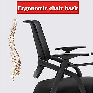 MEHWSUR Classroom Chair with Desk Attached,Folding Mesh Office Chairs with Lumbar Support,Tablet Arm Chair with Right Handed Flip-Up Tablet Arm,Mesh Guest Reception Stack Chairs (Color : Black)