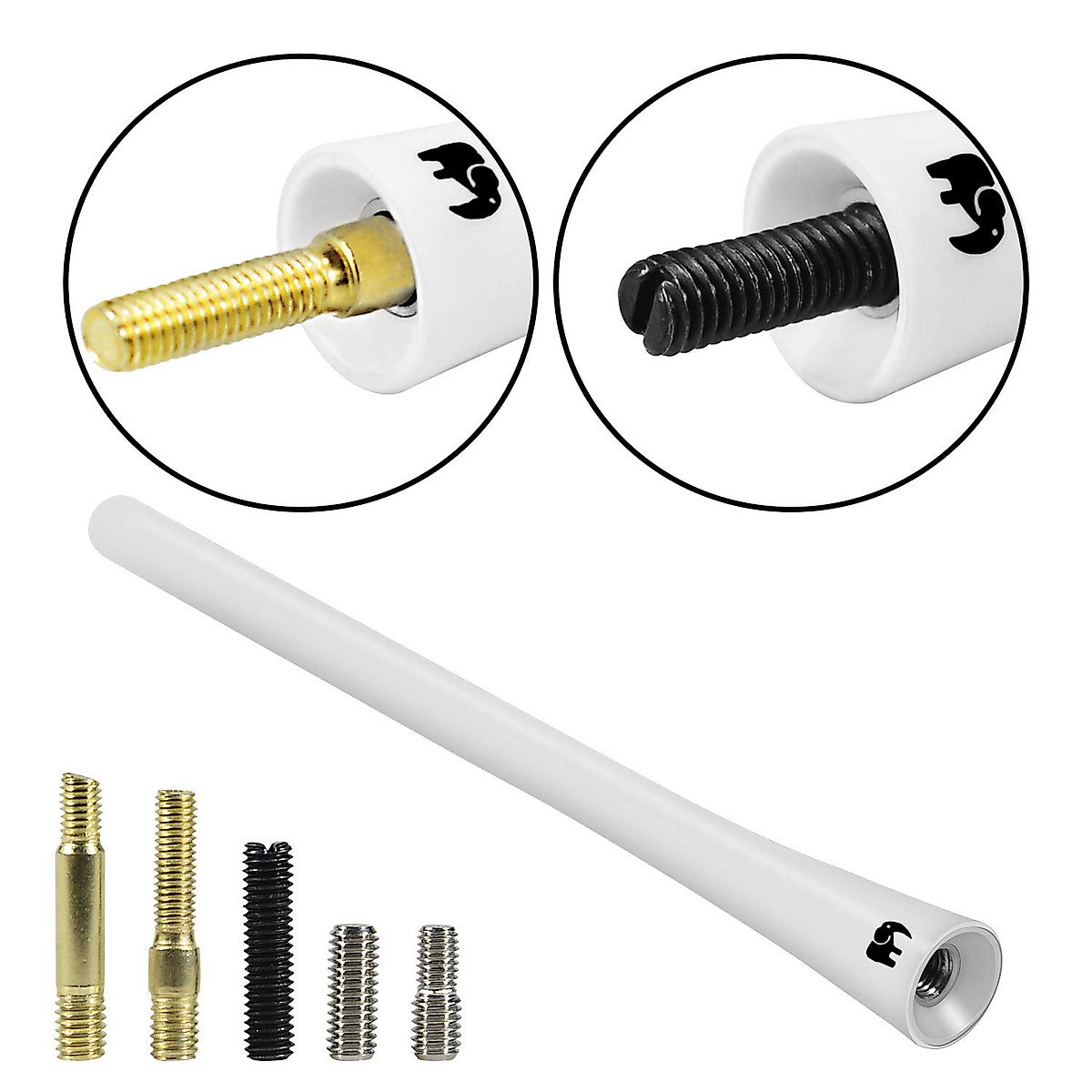 ONE250 7" inch Flexible Antenna, Compatible with Ford F-Series (F-150 F-250 F-350 Super Duty Ford Raptor Ranger Trucks 1997-2024) - Designed for Optimized FM/AM Reception (White)