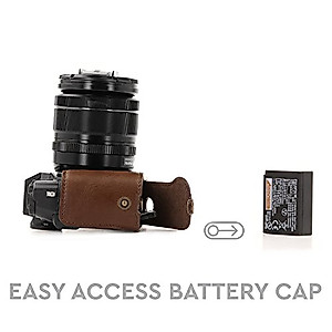 MegaGear MG958 Ever Ready Leather Camera Half Case and Strap Compatible with Fujifilm X-T30 MII, X-T30, X-T20, X-T10 - Dark Brown