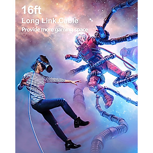 Deegotech Link Cable 16FT Compatible with Oculus Quest 2/Quest Pro, Durable Nylon Braided USB 3.0 to USB C Cable, 5Gbps Data Transfer & Fast Charging for VR Headset, Gaming PC Steam, White(5m)