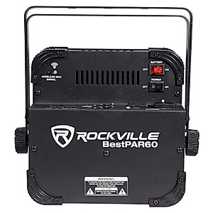 (2) Rockville Best PAR 60 Rechargeable Wash Lights w/Wireless DMX+RGBWA+UV+Bag