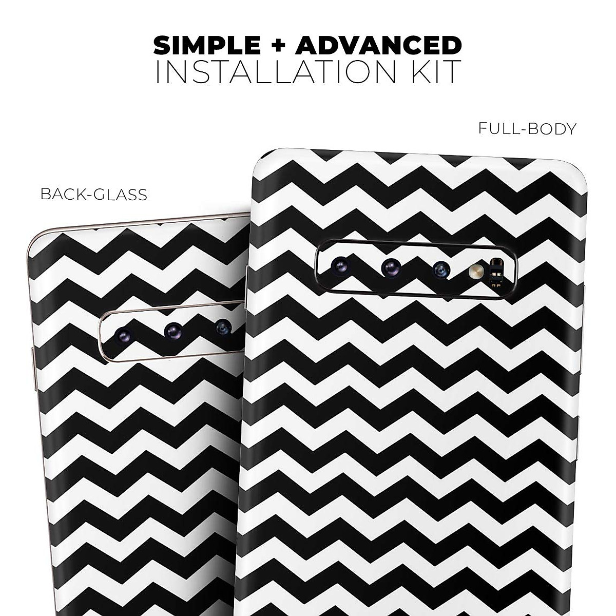 DesignSkinz Black & White Chevron Pattern V2 Protective Vinyl Decal Wrap Skin Cover Compatible with The Samsung Galaxy S20 (Screen Trim & Back Glass Skin)