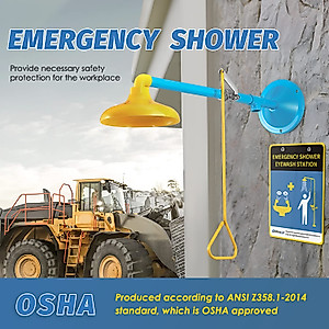 Frifreego Emergency Shower Station Outdoor Drench Shower Safety Shower, can Used with Eye Wash Station for Emergency Body Shower, Highly Visible Color for Emergency Use