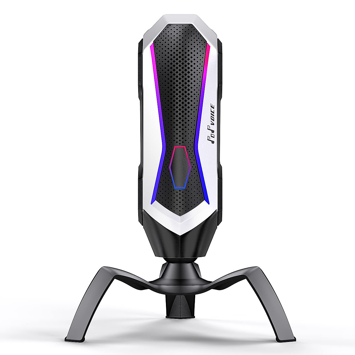 PoP voice USB Microphone, Condenser Gaming Mic for PC, PS4 and Mac, with Tap-to-Mute Sensor and Tripod Stand, Best for Games, Streaming, Podcasts, Twitch, YouTube, Discord, OBS, TeamSpeak