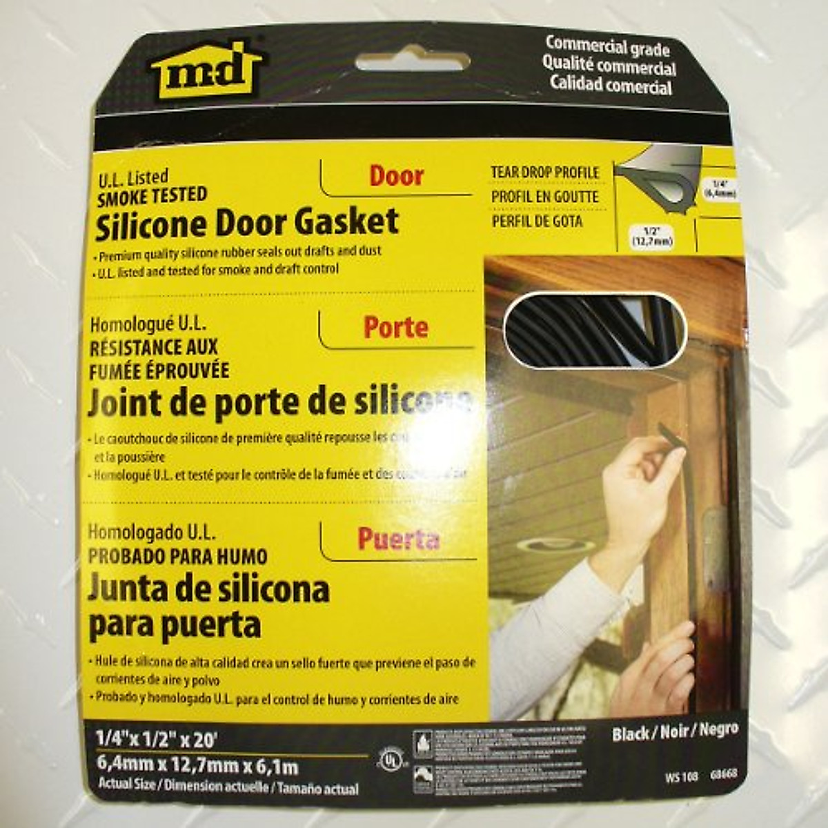 MD Building Products 68668 1/2-Inch by 20-Feet Black Silicone Door Seal