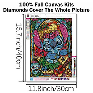 hkejoi Stitch Diamond Painting Kits for Adults,Stitch Diamond Art Kits,DIY 5D Stitch Gem Art Kits for Adults & Kids,Home Wall Decor and Gifts 12x16in