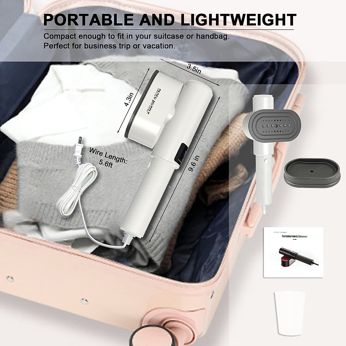 Enjoy Myself Handheld Steamer for Clothes, Mini Travel Clothes Steamer with LCD Screen, 90° Rotation Portable Garment Steamer for Home, Powerful Clothing Iron, Both Wet Steam and Dry Iron