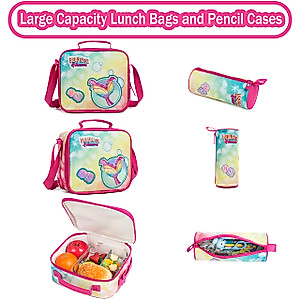 School Girls Boys Kids Backpack for Preschool Kindergarten Elementary School Backpack for Girls Boys Kids Lightweight and Multi functional Heavy Duty carry on Backpack with Lunch Bag Mermaid