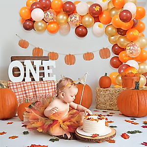 Little Pumpkin Autumn Party Balloon Garland Arch, Fall Baby Shower Gold Orange Balloons Maple Leaves For Fall Theme Bridal Shower Thanksgiving Wedding Engagement Birthday Party
