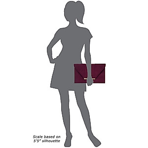 JNB Women's Faux Microsuede Envelope Clutch, Burgundy