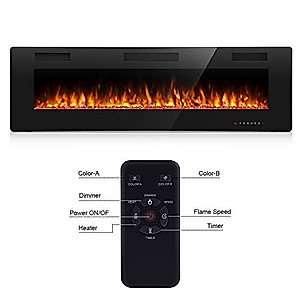 Antarctic Star 42 Inch Electric Fireplace in-Wall Recessed and Wall Mounted, Fireplace Heater and Linear Fireplace with Multicolor Flame, Timer, 750/1500W Control by Touch Panel & Remote