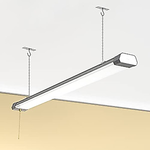 100W LED Shop Light Linkable, 13000 LM 5000K Super Bright Workshop Lights with US Plug Cable, Pull Chain (ON/Off) for Garage Workshops Basements Hanging or FlushMount - 1 Pack ETL Listed