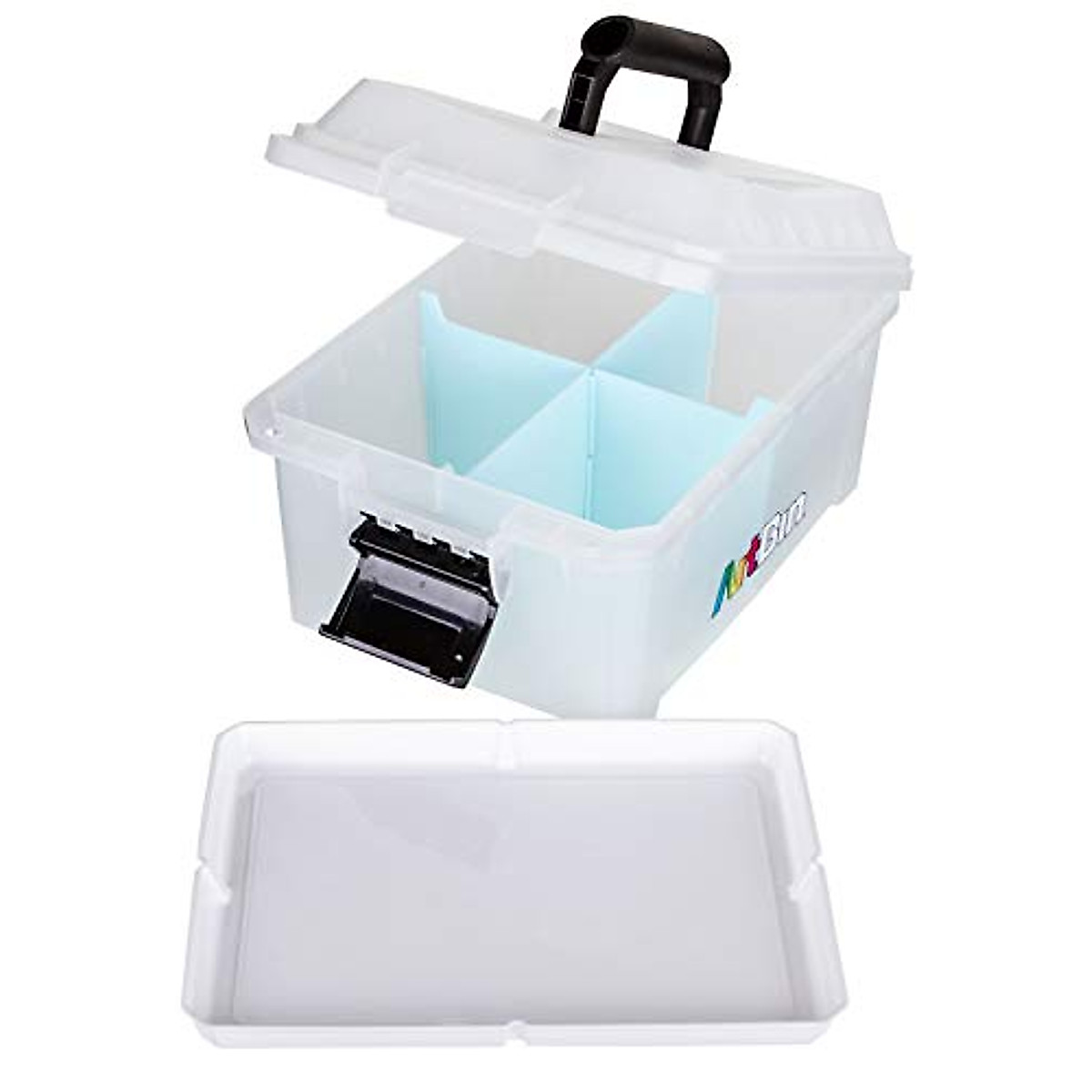 ArtBin 6817AG Sidekick Cube Carrying Case with Open Lift-Out Tray, Portable Art & Craft Organizer with Handle, [1] Plastic Storage Case, Clear