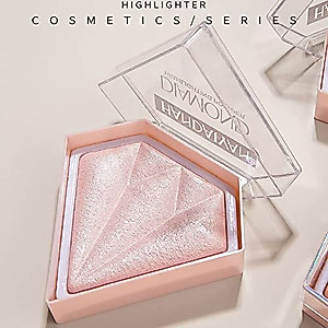 AKARY Face Glitter Blush Pink Shimmer Highlighter Blusher Powder Makeup Cosmetics Facial Contour Corrector Shine Rouge (#01 Pearl White)