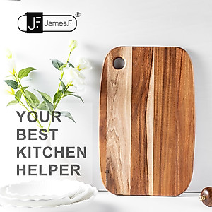 Acacia Wooden Cutting Board,JF JAMES.F Heavy Duty Wood Chopping Boards with Hang Hole, Thick Reversible Cutting Boards Serving Tray for Kitchen, Meat and Cheese Vegetables(18.11 x 11.81 x 0.71 in)