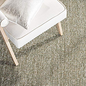 Safavieh Natural Fiber Collection 10' x 14' Green/Natural NF826Y Handmade Woven Fringe Jute Area Rug