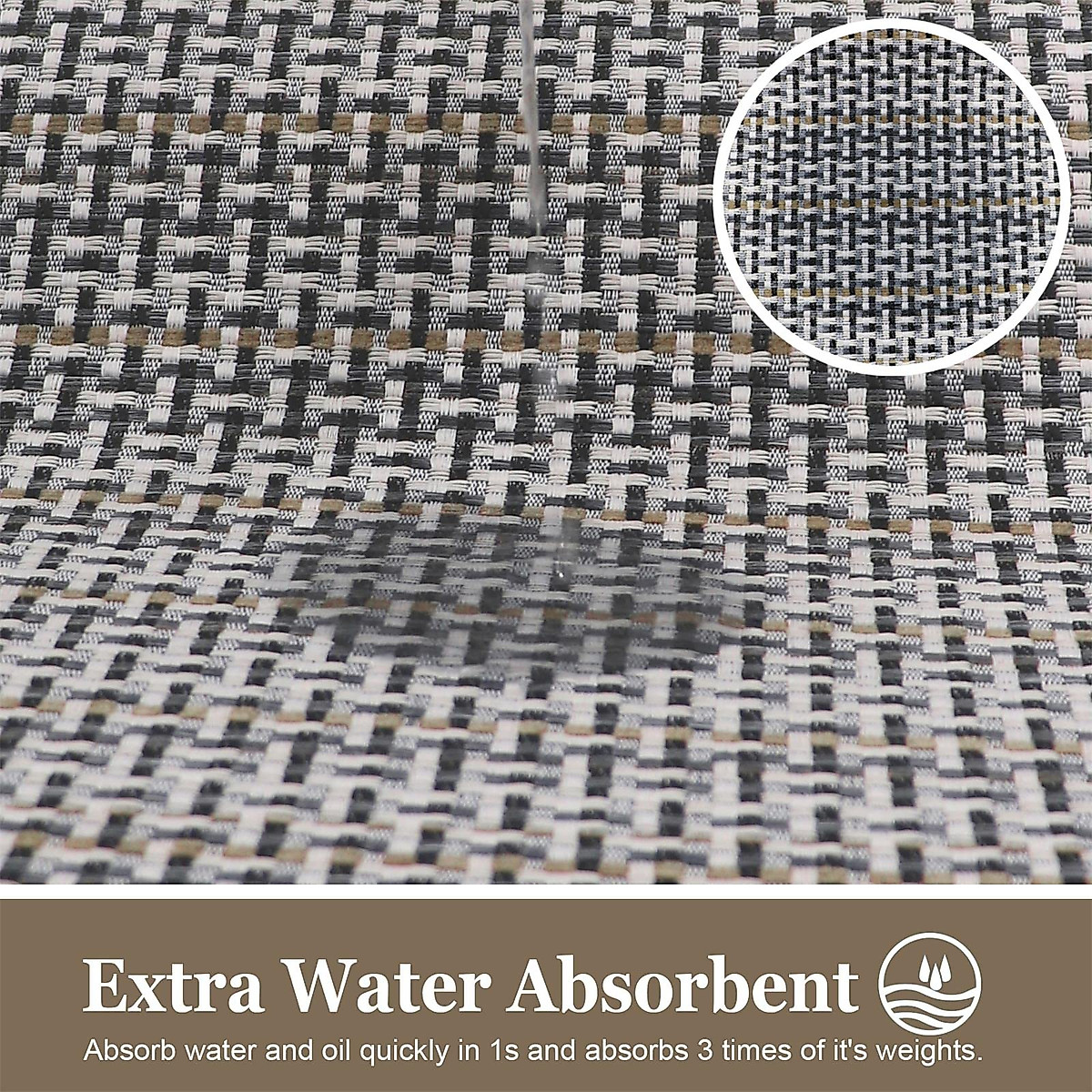 Insun 2 Piece Absorbent Kitchen Runner Rug Set in Front of Sink, Non Slip Rubbers Kitchen Mat Sets for Floor,Washable Kitchen Rug Sets for Hallway,Laundry Room,Khaki,20"x31.5"+20"x47"