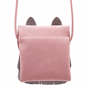 ZGMYC Cat Tassel Shoulder Bag Small Coin Purse Crossbody Satchel for Kids Girls, Pink (5.1'' x 5.9'')