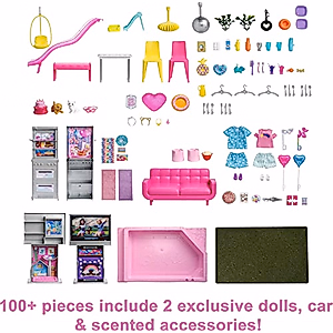 Barbie 60th Celebration DreamHouse Playset (3.75 ft) with 2 Exclusive Dolls, Car, Pool, Slide, Elevator, Lights & Sounds, 100+ Pieces, 3 Year Olds & Up