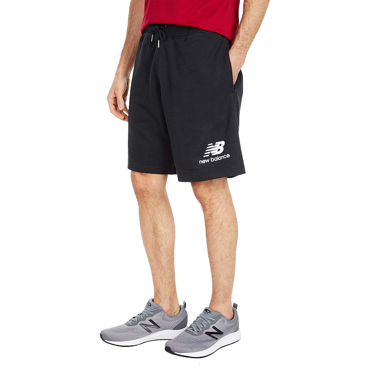 New Balance Men's NB Essentials Stacked Logo Short, Black , Large