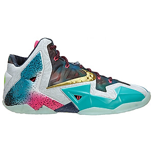 Nike Mens Lebron XI Premium "What the Lebron" Black/Lava/Silver-Galaxy Blue Synthetic Basketball Shoes Size 11