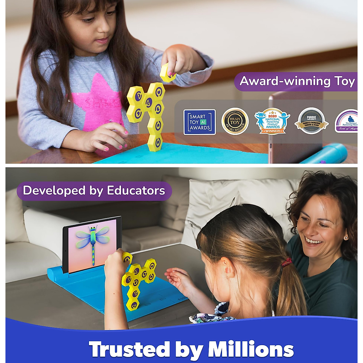 PlayShifu Plugo Link (Kit + App) : Smart Magnetic Tiles + Building Toy with Puzzles for Kids Age 4 to 10, STEM Learning and Birthday Gifts for Boys & Girls (Works with Tabs/Mobiles)