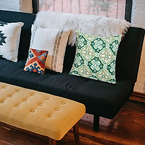 FUNHOME Set of 2 Patio Lumbar Pillows with Insert, 12”x20” Waterproof Fade Resistant Outdoor Lumbar Pillow, Decorative Garden All Weather Lumbar Cushions for Home Patio Coach Sofa Use-Green Medal