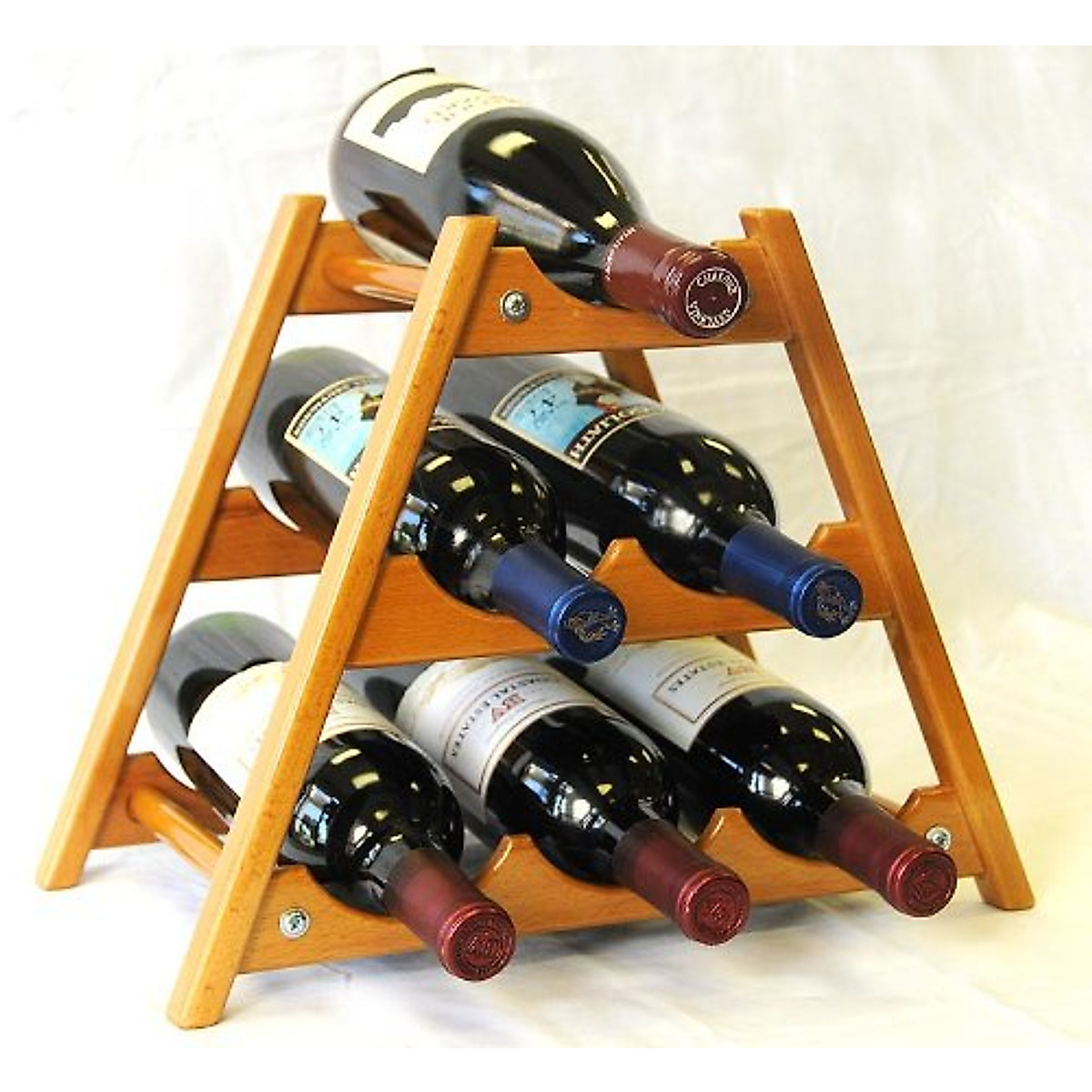 sfDisplay.com, Factory Direct Display Cases Wine Rack Wood -6 Bottles Hardwood Stand -Black
